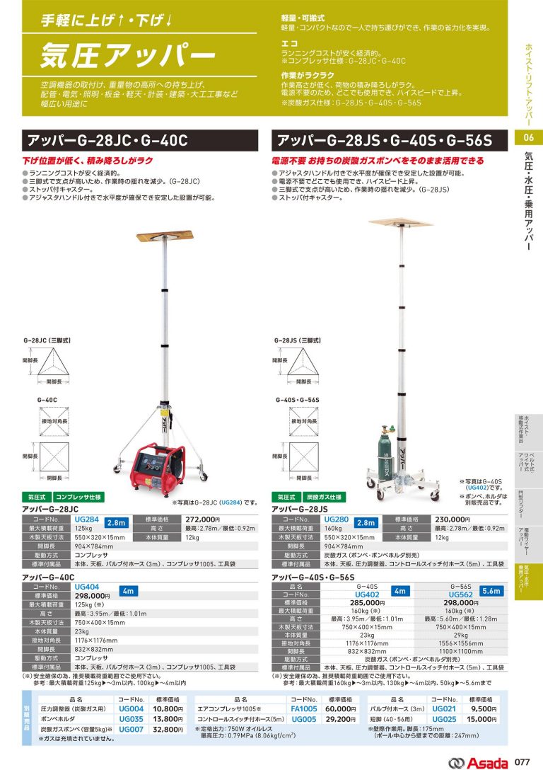 アサダ(asada) G-28JS・G-40S・G-56S 炭酸ガス式アッパー【徹底解説】 | クニハモブログ