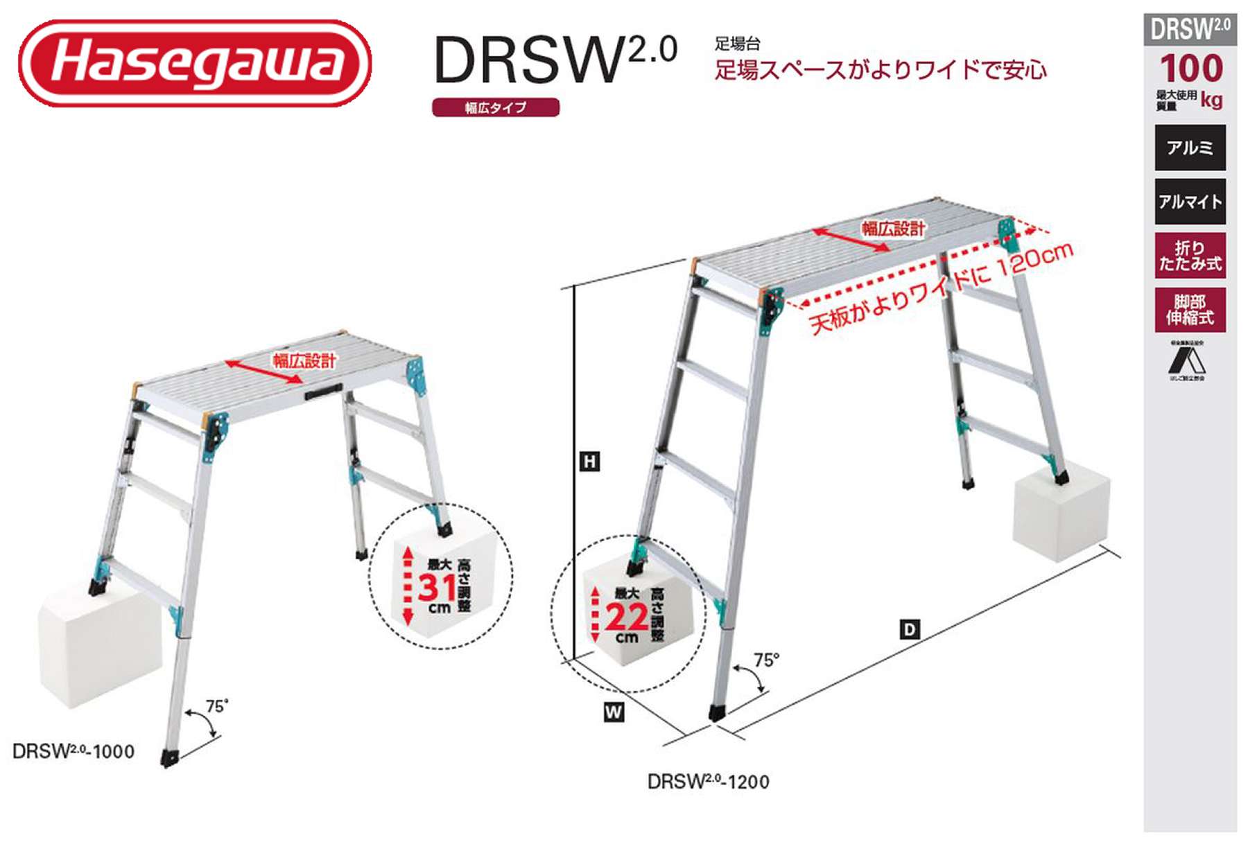ハセガワ DRSW 足場台 作業台 (ワイドタイプ/幅広タイプ) | クニハモブログ