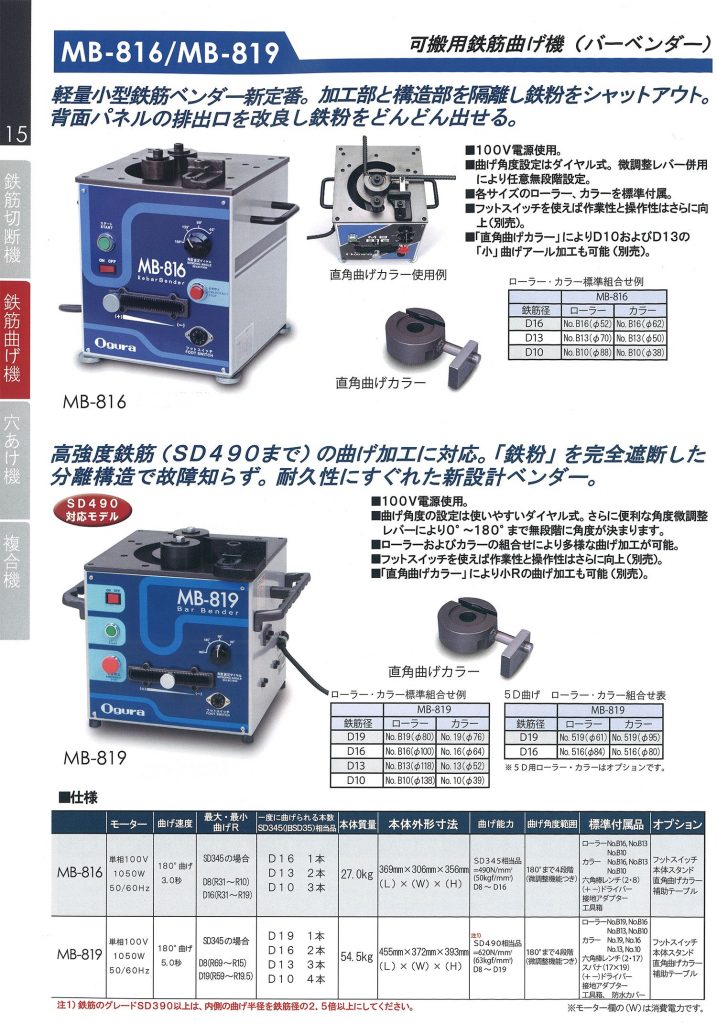 オグラ(ogura) MB-816 鉄筋曲げ機(バーベンダー) 可搬用 【徹底解説】 | クニハモブログ